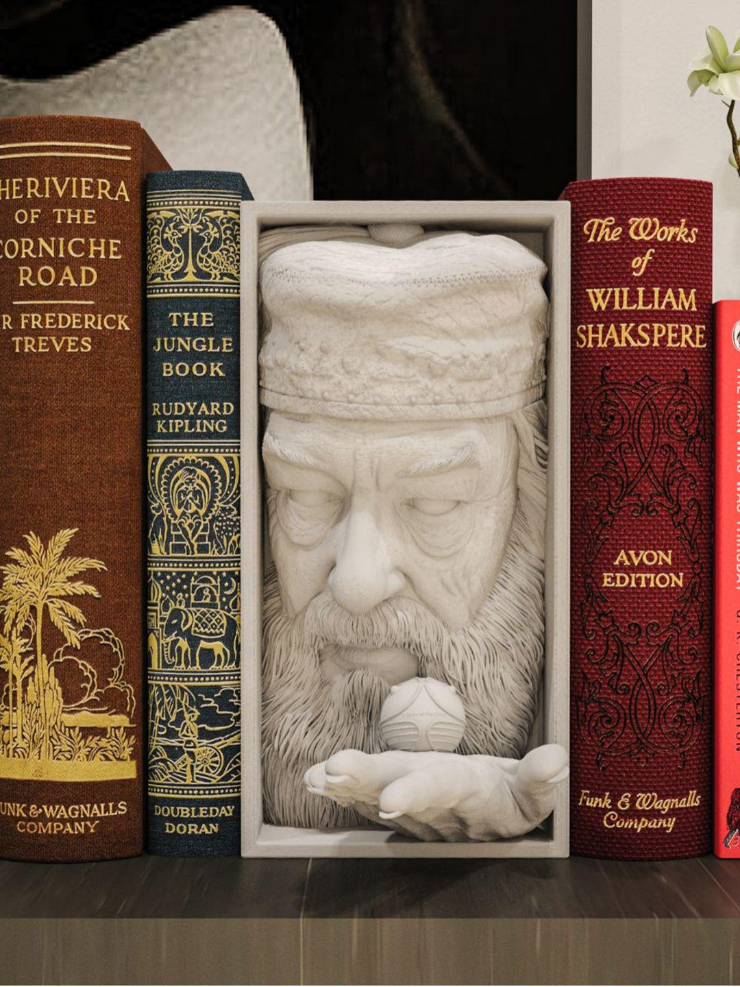Wizard Bookend | Dumbledore Inspired Shelf Decor | Magical Wizard Bust ...