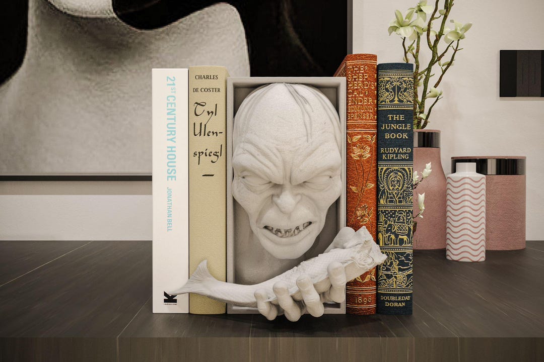 Gollum Bookend | LOTR Inspired Decor | Precious Fish Scene | Fantasy ...
