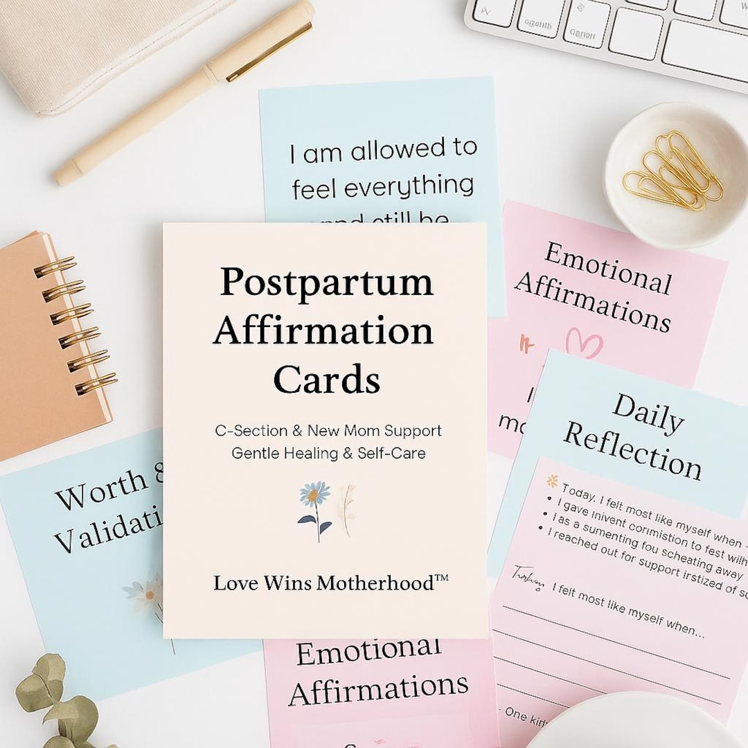 Postpartum Affirmation Cards Printable | C-section & New Mom Support ...