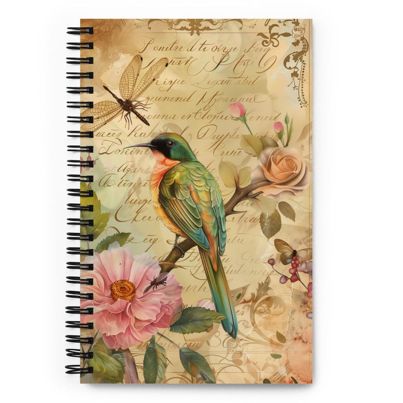Personalized Floral Bird Notebook: Vintage Bee-eater Journal, Dotted ...
