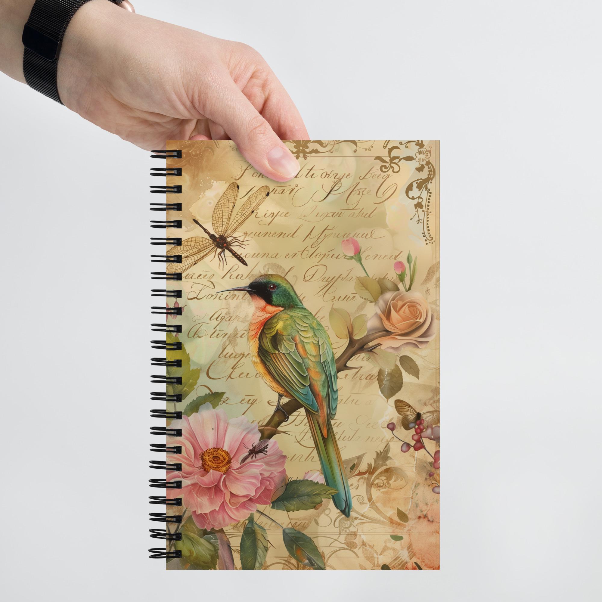 Personalized Floral Bird Notebook: Vintage Bee-eater Journal, Dotted ...