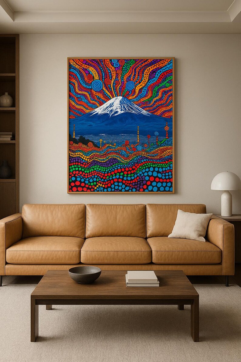 Psychedelic Mount Fuji Digital Art Print | Vibrant Japanese Landscape ...