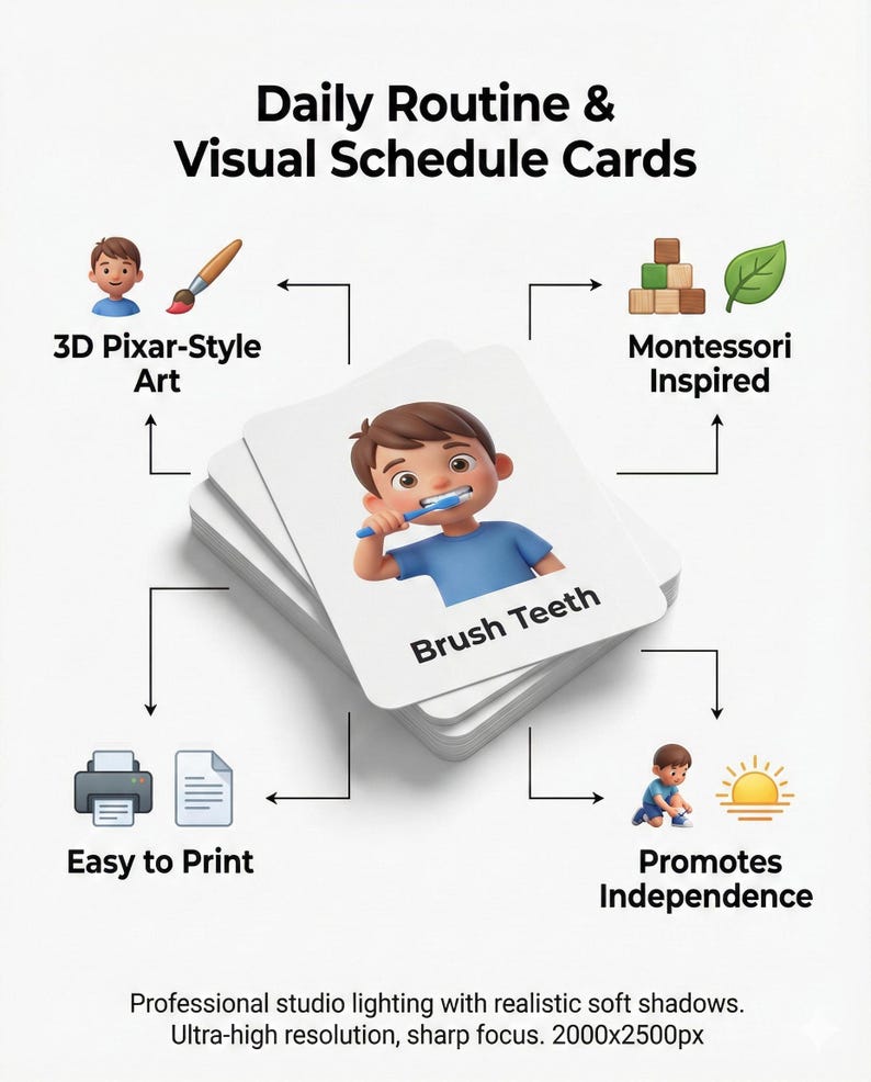Montessori Daily Routine Cards, Visual Schedule, Homeschool Printable ...