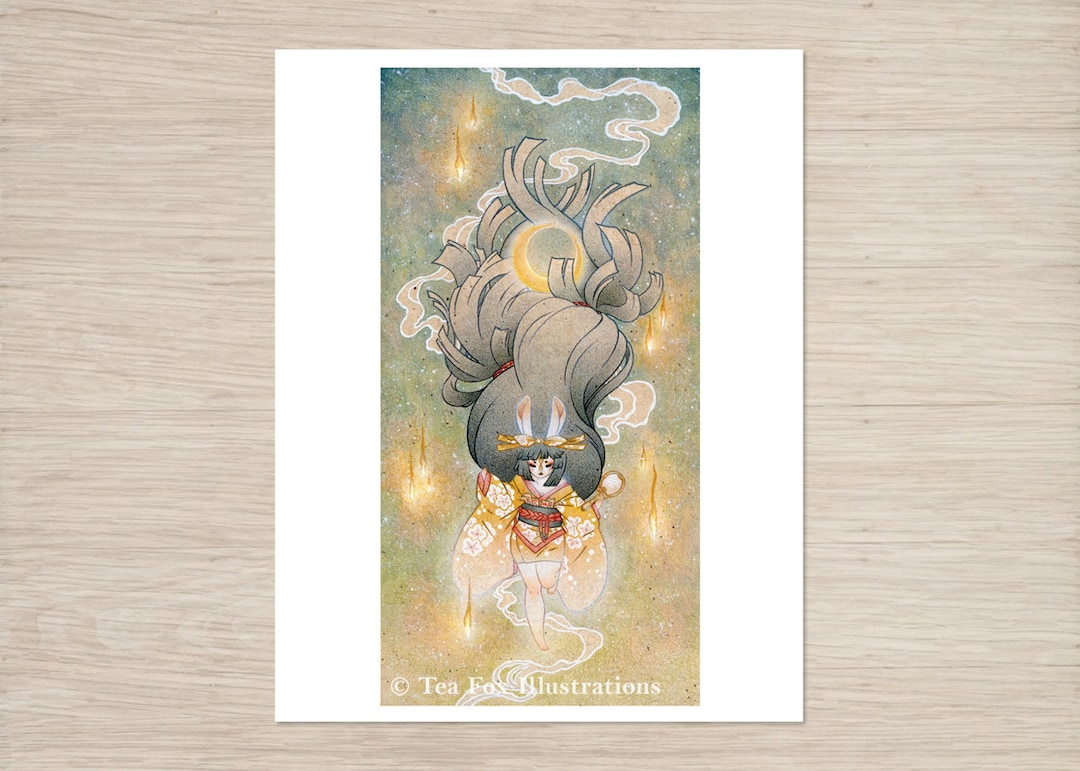 Moon Rabbit Art Print: Japanese Folklore Inspired Illustration (11x14 ...