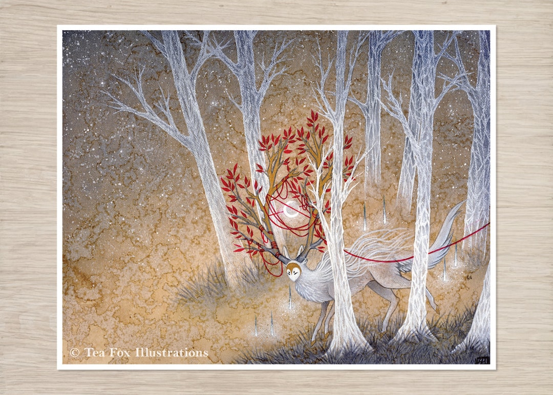 Forest Spirit Capturing Fate, Yokai Japanese Folklore, 11x14 Matte Art ...