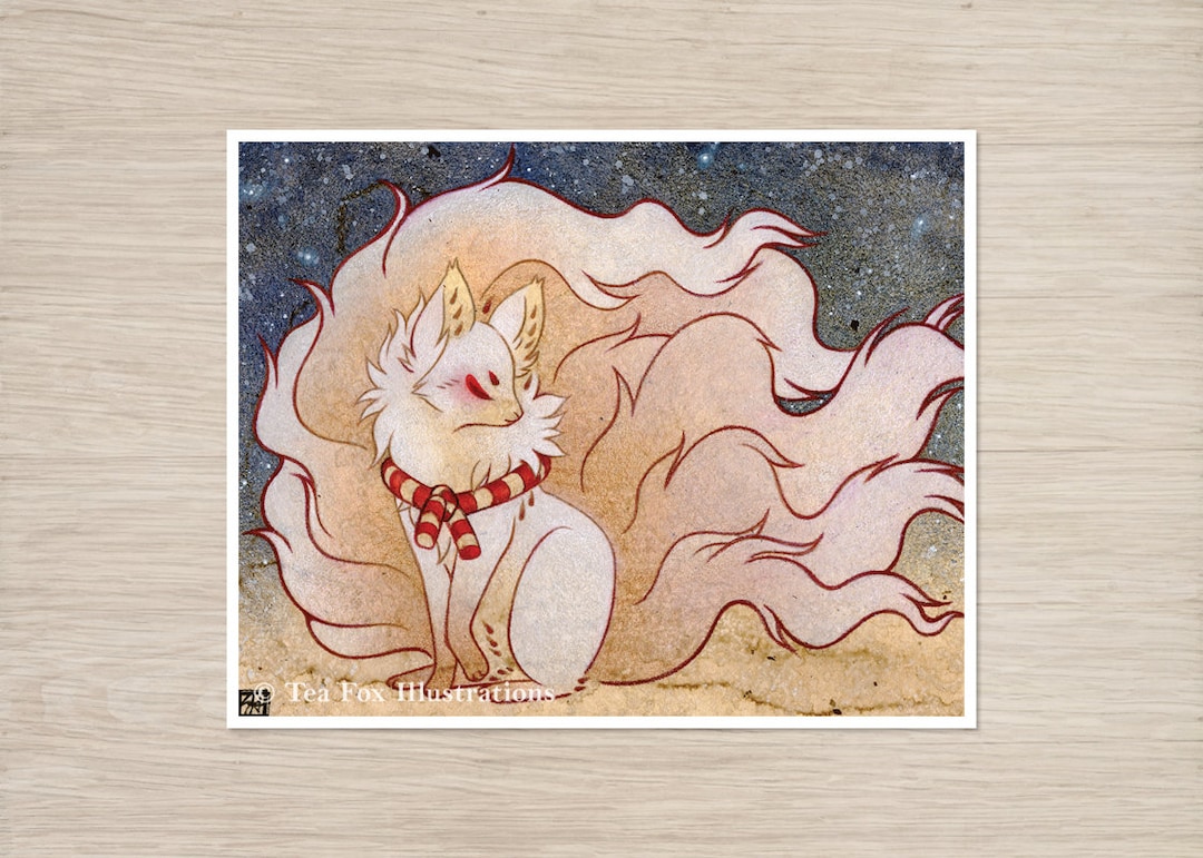 Celestial Kitsune Guardian, Fox Japanese Folklore, 8x10 Matte Art Print ...