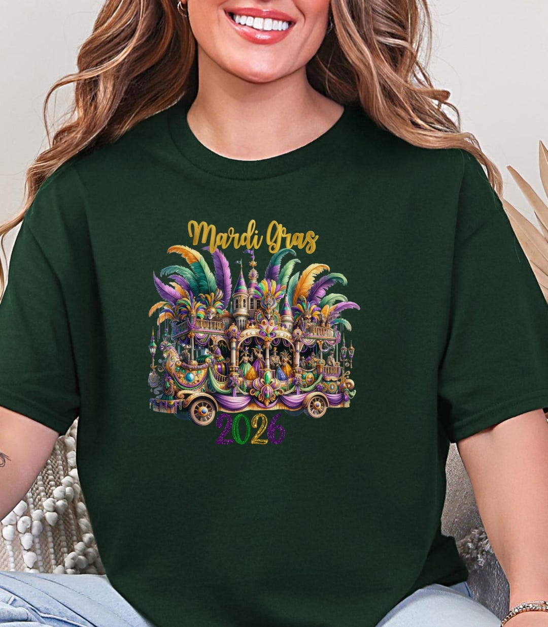 Mardi Gras Parade Float Tee – 2026 Carnival Mask Feathers New Orleans ...
