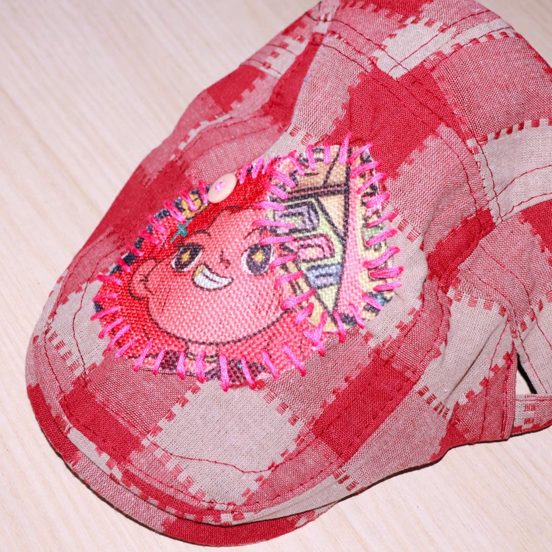 Upcycled Denim Cartoon Patch Cap, Hand Embroidered Y2K Hat - Etsy
