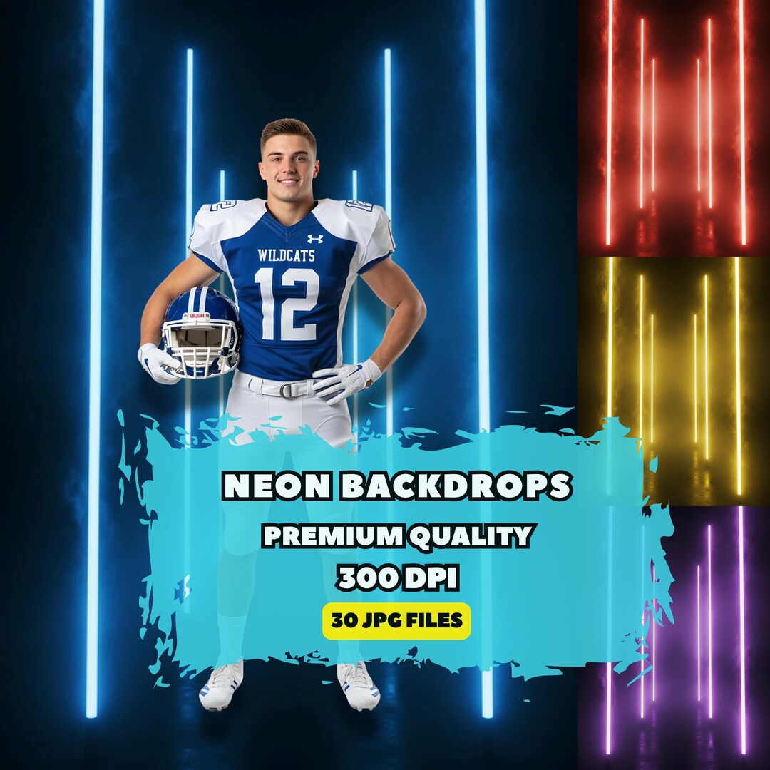 Neon Sports Photography Backdrops: Lighting Effects, Fog Overlays (JPG ...