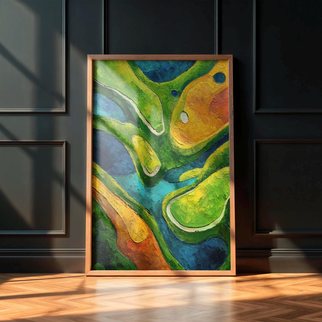 Abstract Golf Course Art Print, Modern Aerial Landscape (digital ...