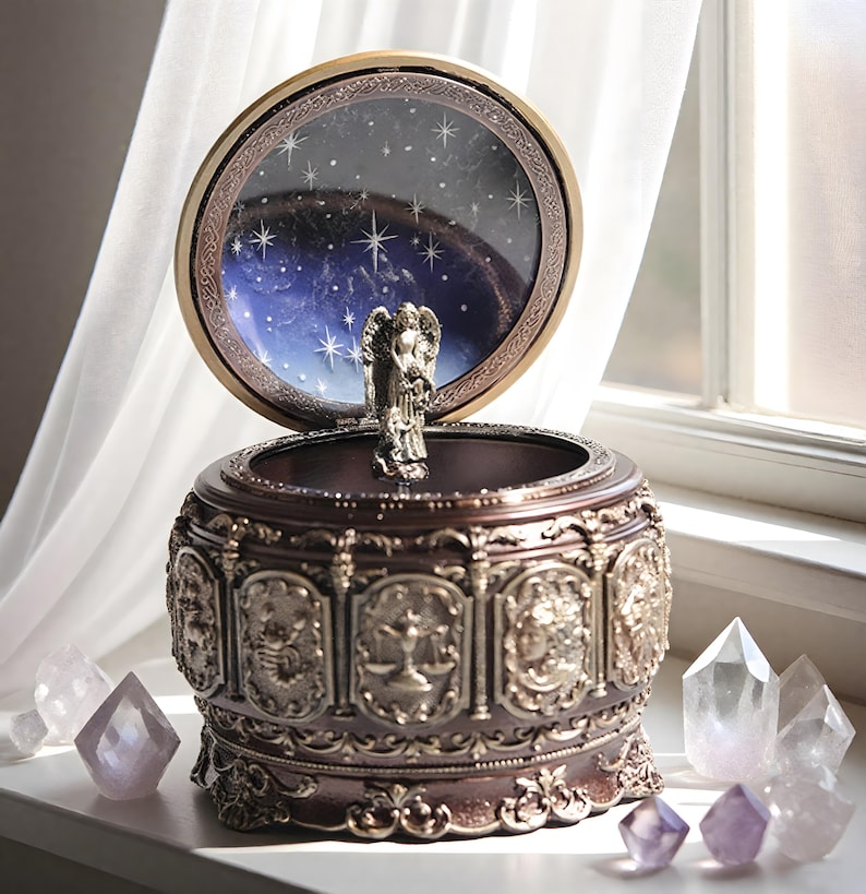 Personalized Zodiac Angel Music Box: Custom Engraved Celestial Gift - Etsy