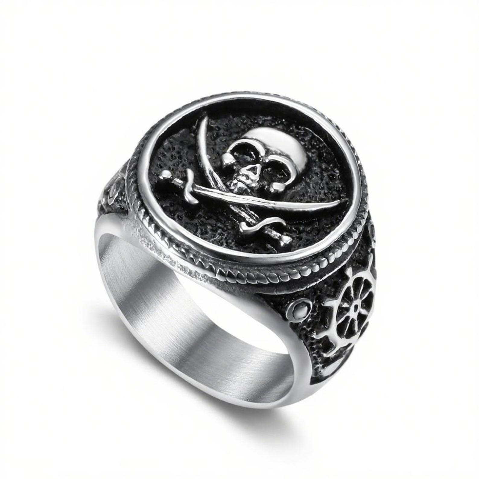 Pirate Ring for Men – Skull Signet Ring, Pirates of the Caribbean Style ...