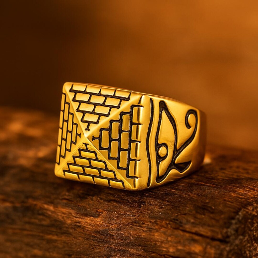 Illuminati Ring for Men | Eye of Horus Pyramid Ring | Egyptian Pharaoh ...
