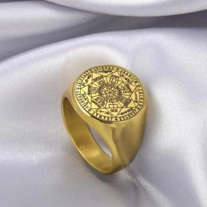 Mystic Star Signet Ring – Men’s Stainless Steel Occult Ring – Seven ...