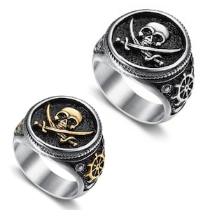 Pirate Ring for Men – Skull Signet Ring, Pirates of the Caribbean Style ...