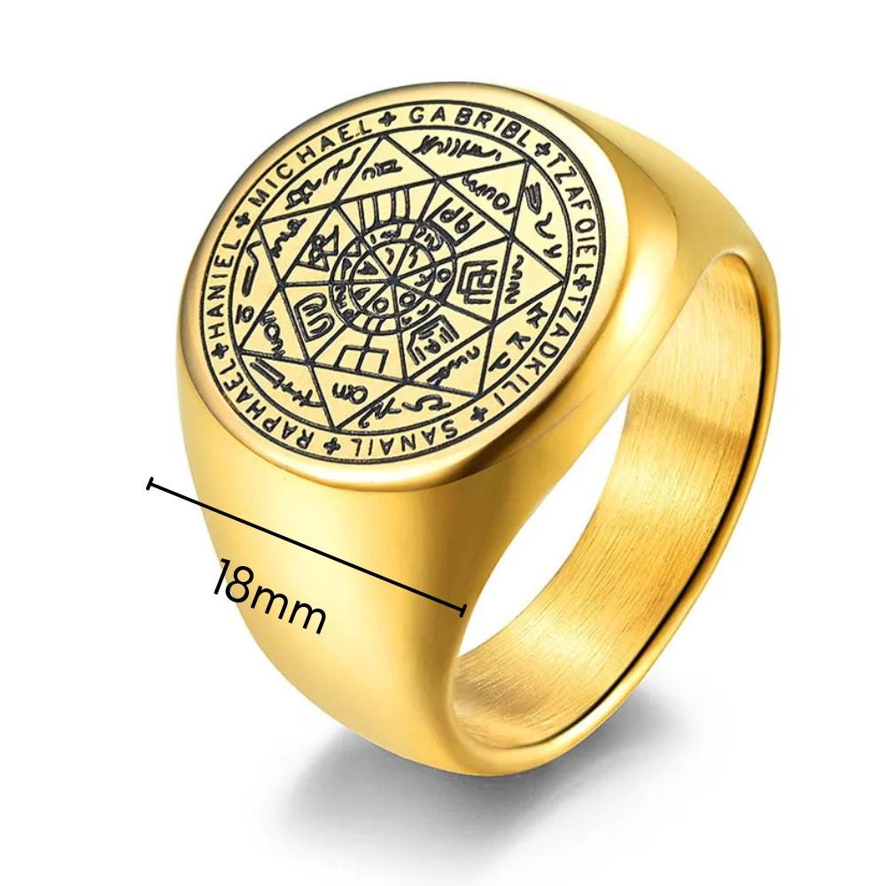 Mystic Star Signet Ring – Men’s Stainless Steel Occult Ring – Seven ...