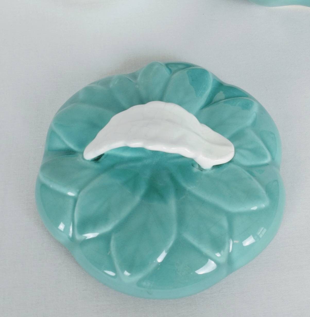 Vintage Turquoise Apple Dish and Covered Bowl Berry Set by - Etsy