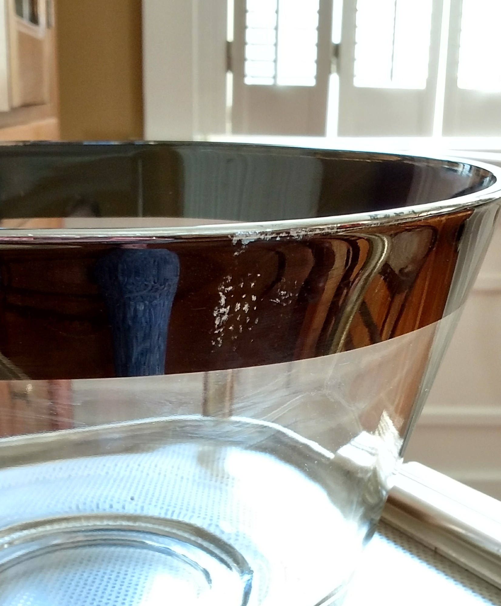 Mid Century Silver Platinum Band Large Glass Bowl Dorothy Thorpe ...