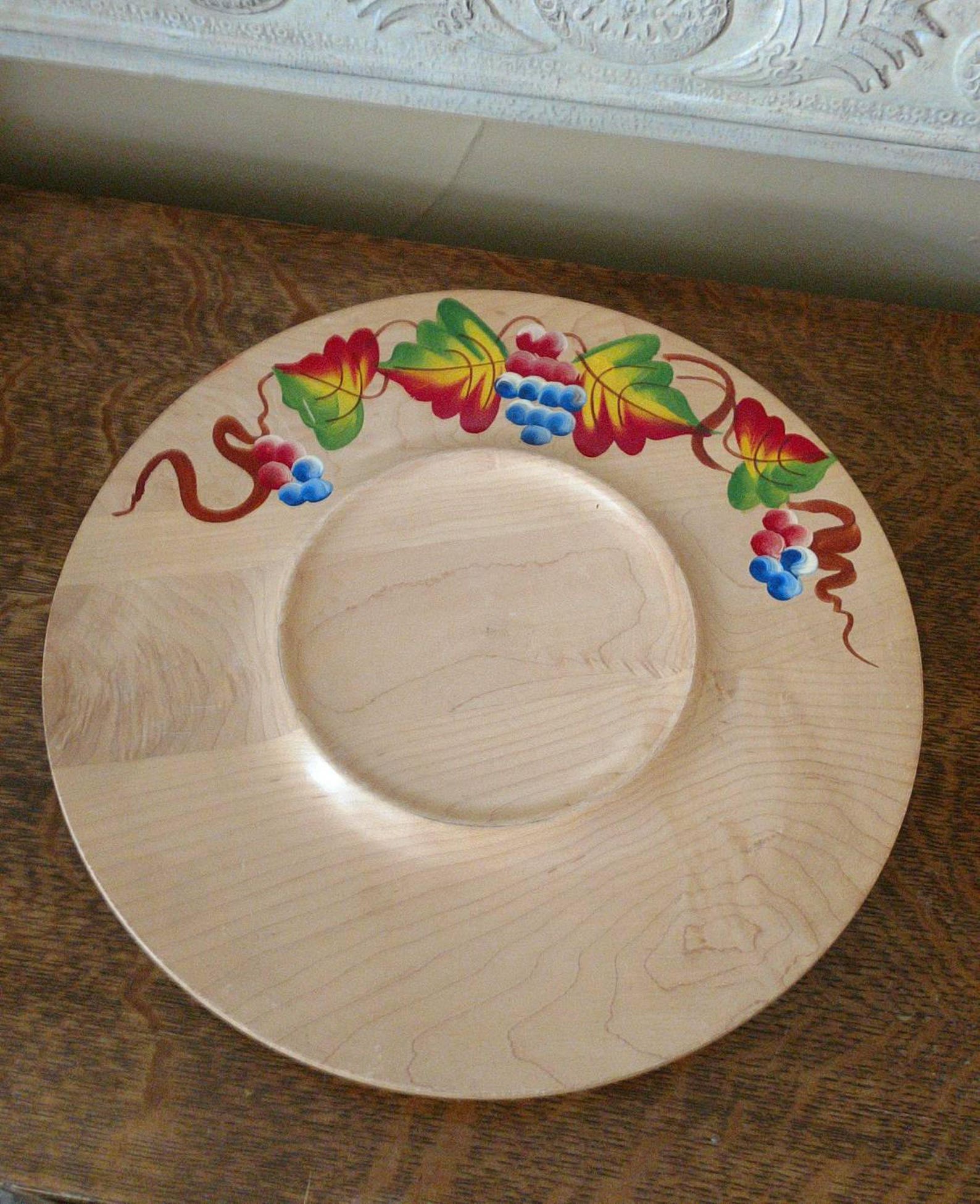 Vintage Hand Painted Wooden Lazy Susan - Etsy