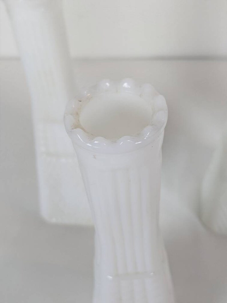 Vintage Milk Glass Set Of Four Vases Etsy