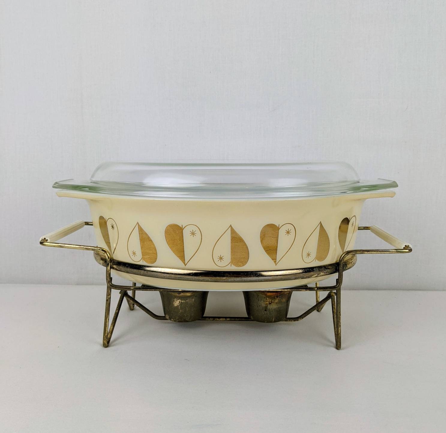 Pyrex Golden Hearts Cinderella Covered Casserole With Warming Cradle - Etsy