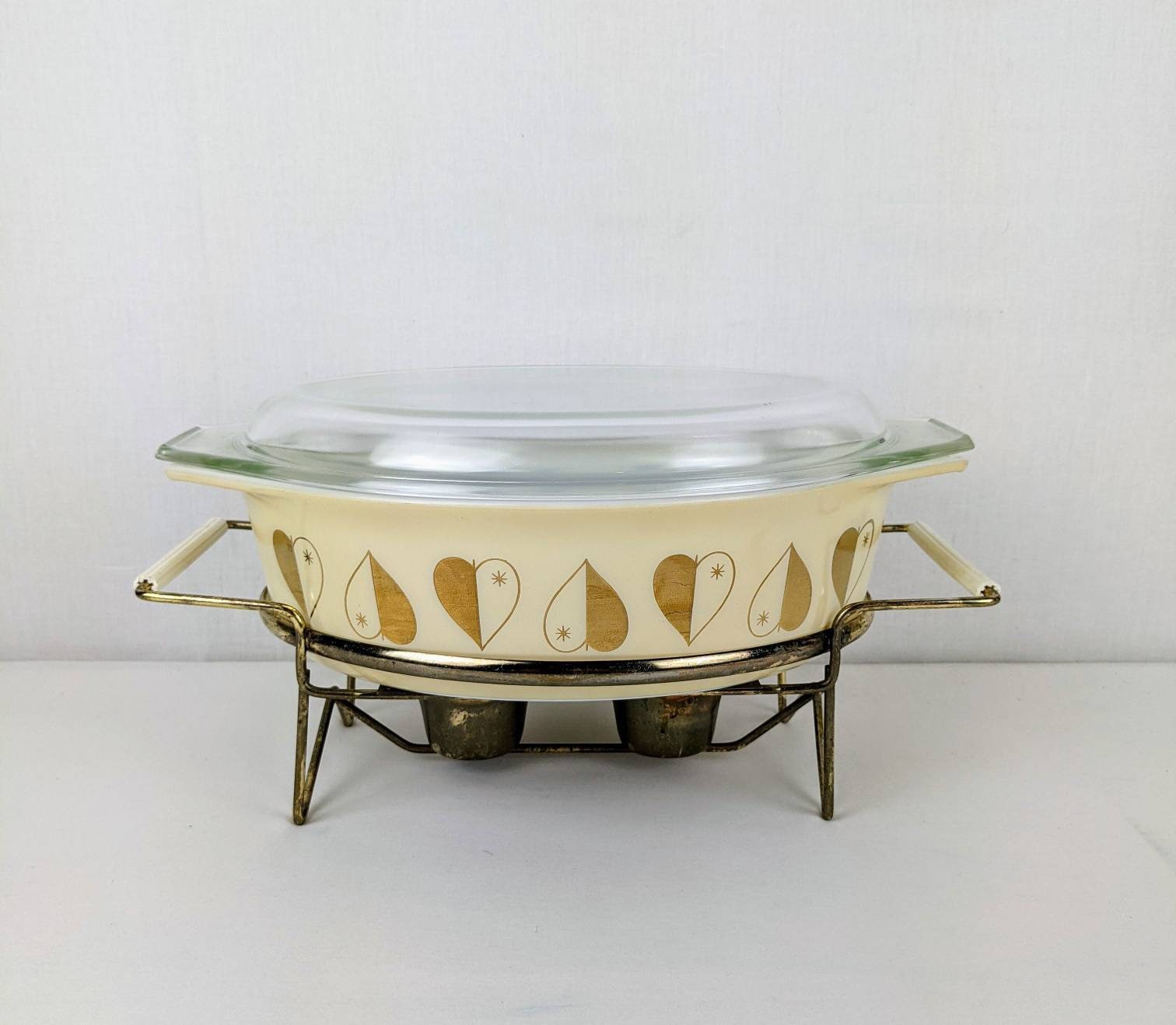 Pyrex Golden Hearts Cinderella Covered Casserole With Warming Cradle - Etsy