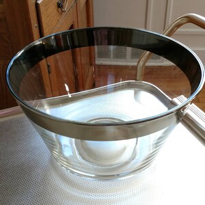 Mid Century Silver Platinum Band Large Glass Bowl Dorothy Thorpe ...