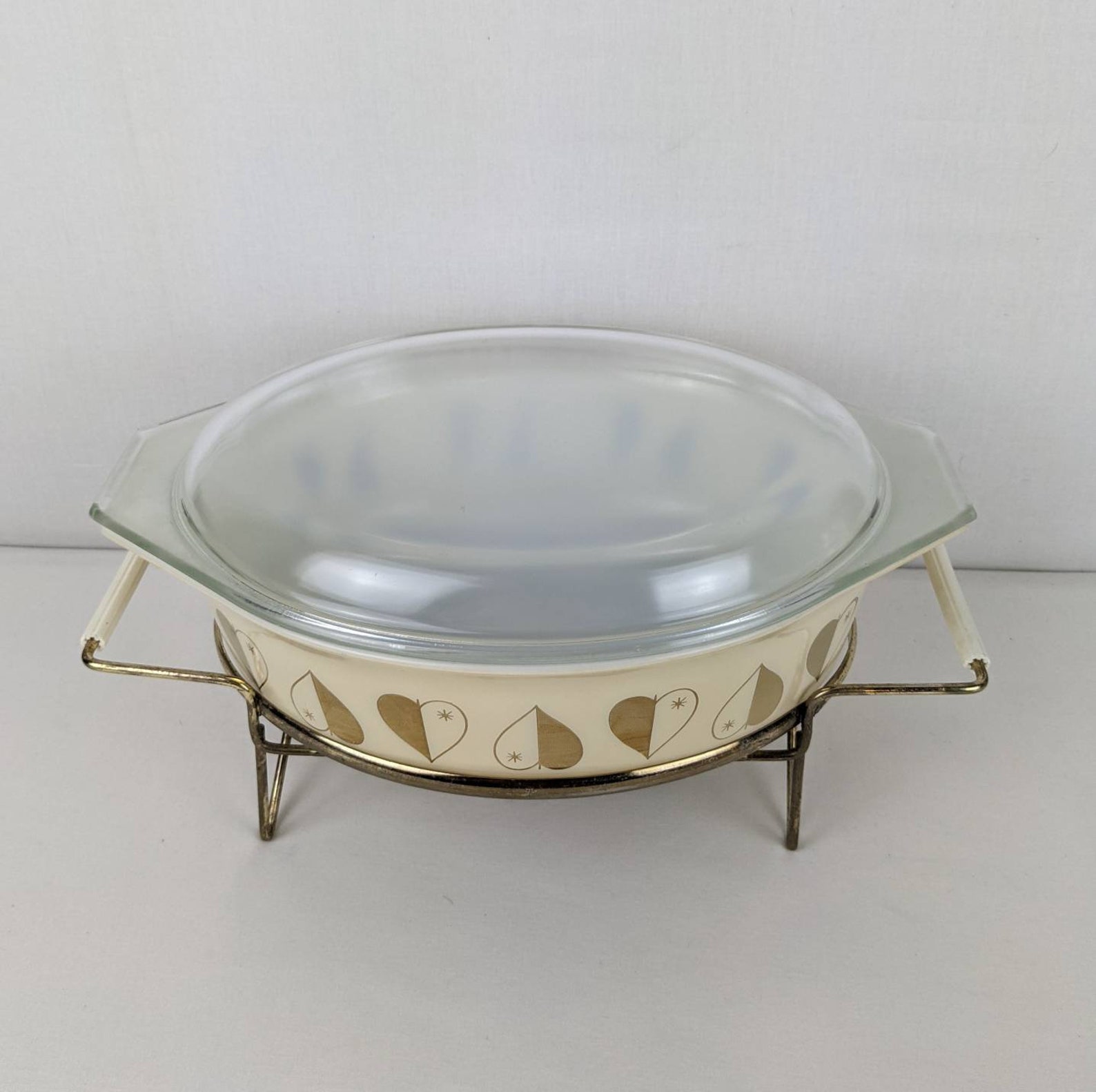 Pyrex Golden Hearts Cinderella Covered Casserole With Warming Cradle - Etsy