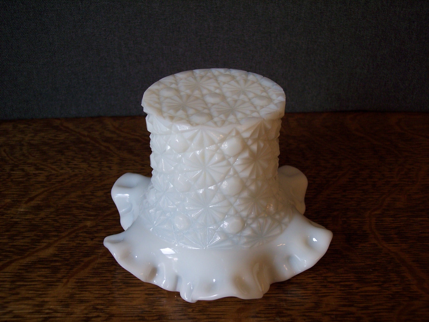 Vintage Milk Glass Daisy and Button Pattern Ruffled Top Hat - Etsy