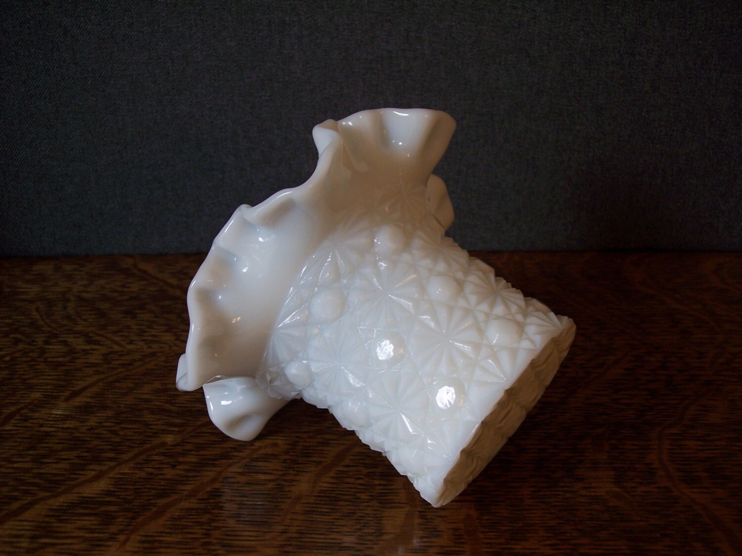 Vintage Milk Glass Daisy and Button Pattern Ruffled Top Hat - Etsy