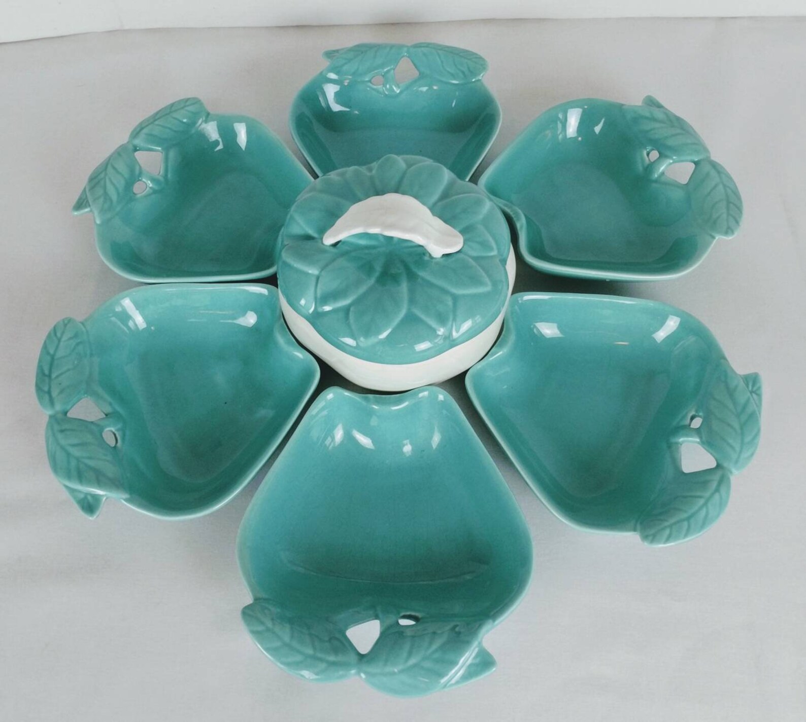 Vintage Turquoise Apple Dish and Covered Bowl Berry Set by - Etsy