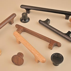 Solid Wood Drawer Pulls, Walnut＆oak Drawer Knobs Pulls, Wood Cabinet ...