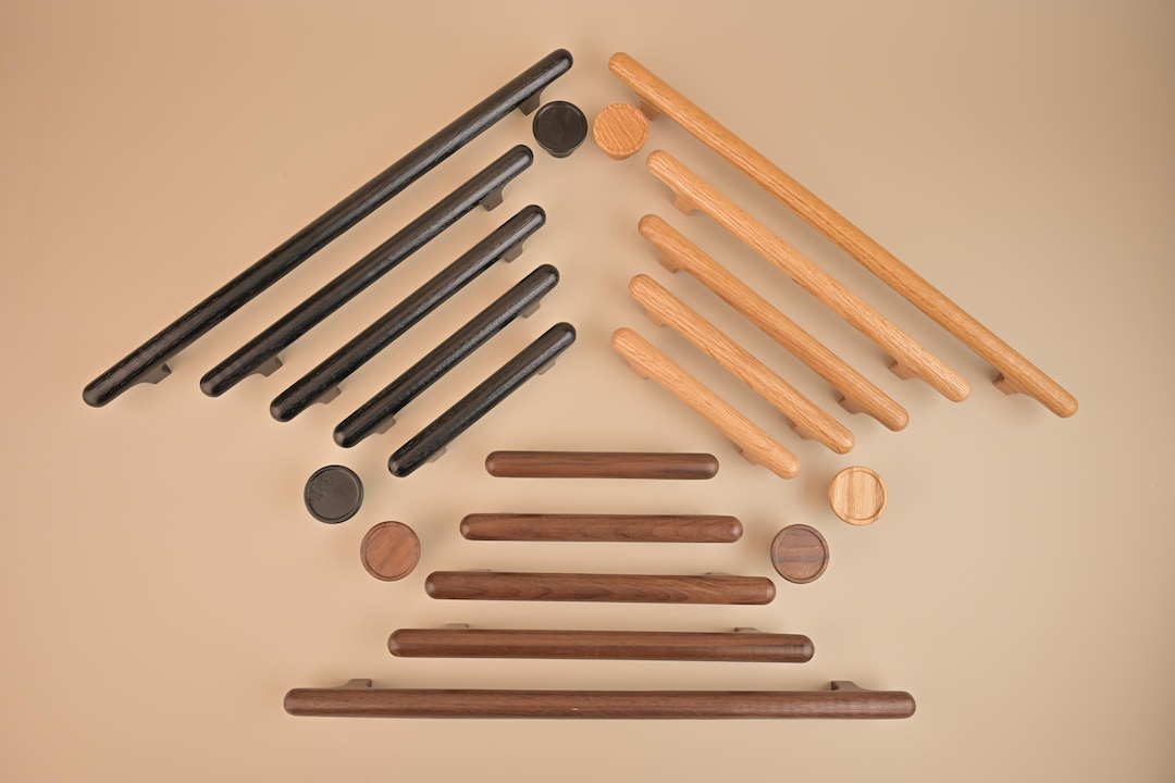 Solid Wood Drawer Pulls, Walnut＆oak Drawer Knobs Pulls, Wood Cabinet Knobs Handle Pull, Handmade ...