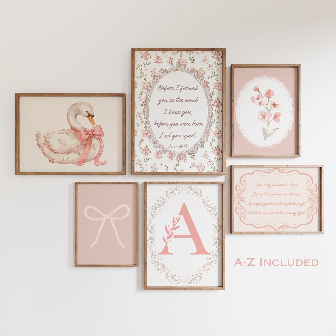 Floral Christian Gallery Wall | Personalized Initial Accent ...