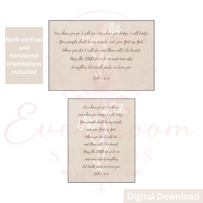 Ruth 1 16-17 Scripture Wall Art | Neutral Beige Christian Bible Verse ...