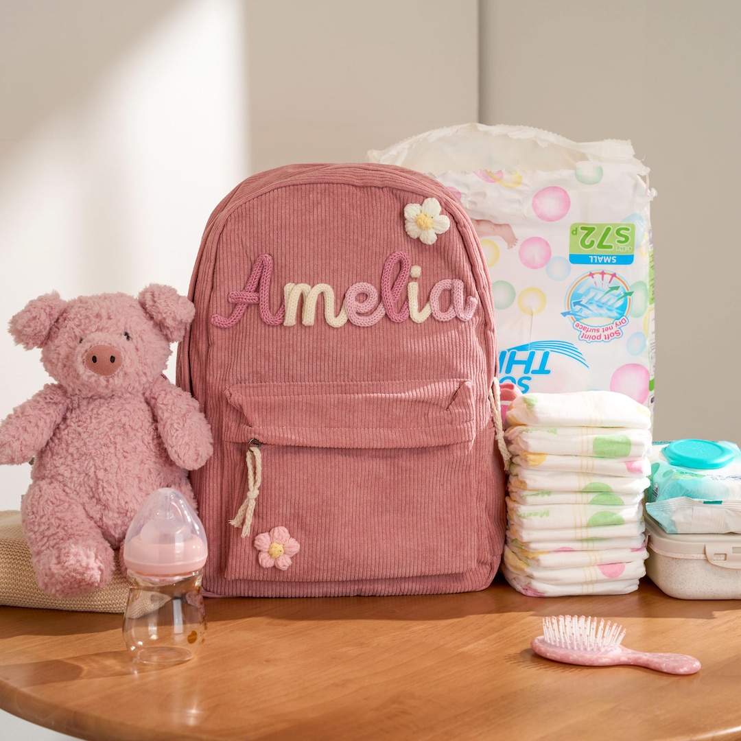 Personalized Corduroy Backpack – Custom Name Kids School Bag, Toddler ...