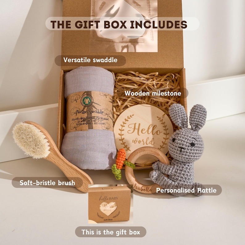 Personalized Baby Gift Set – Custom Newborn Rattle Box, Handmade ...