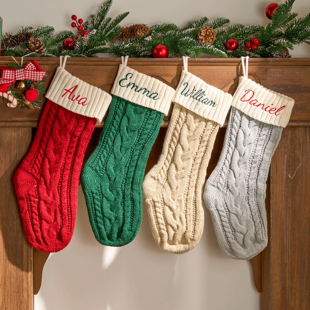 Personalized Christmas Stocking – Custom Embroidered Knit Xmas Sock ...