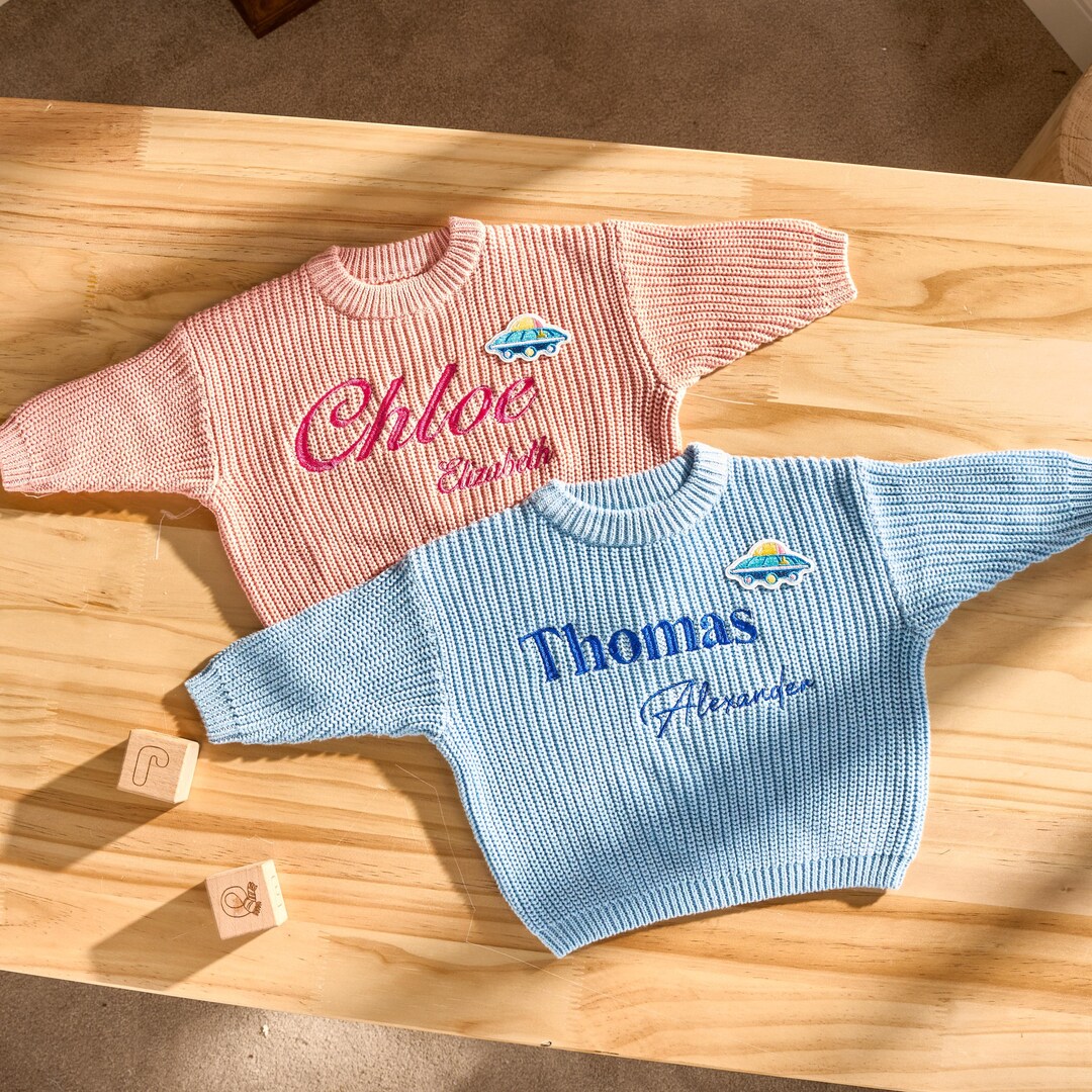 Personalized Baby Sweater – Custom Embroidered Name Knit Jumper ...