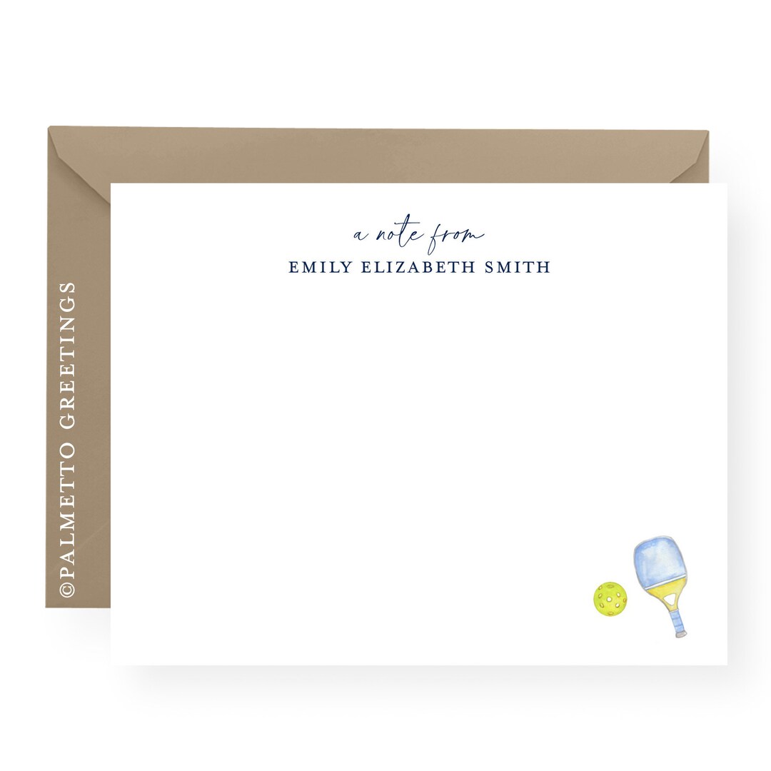 Set of 8 Printed - Pickleball Note Cards, Pickleball Stationery, Sports ...