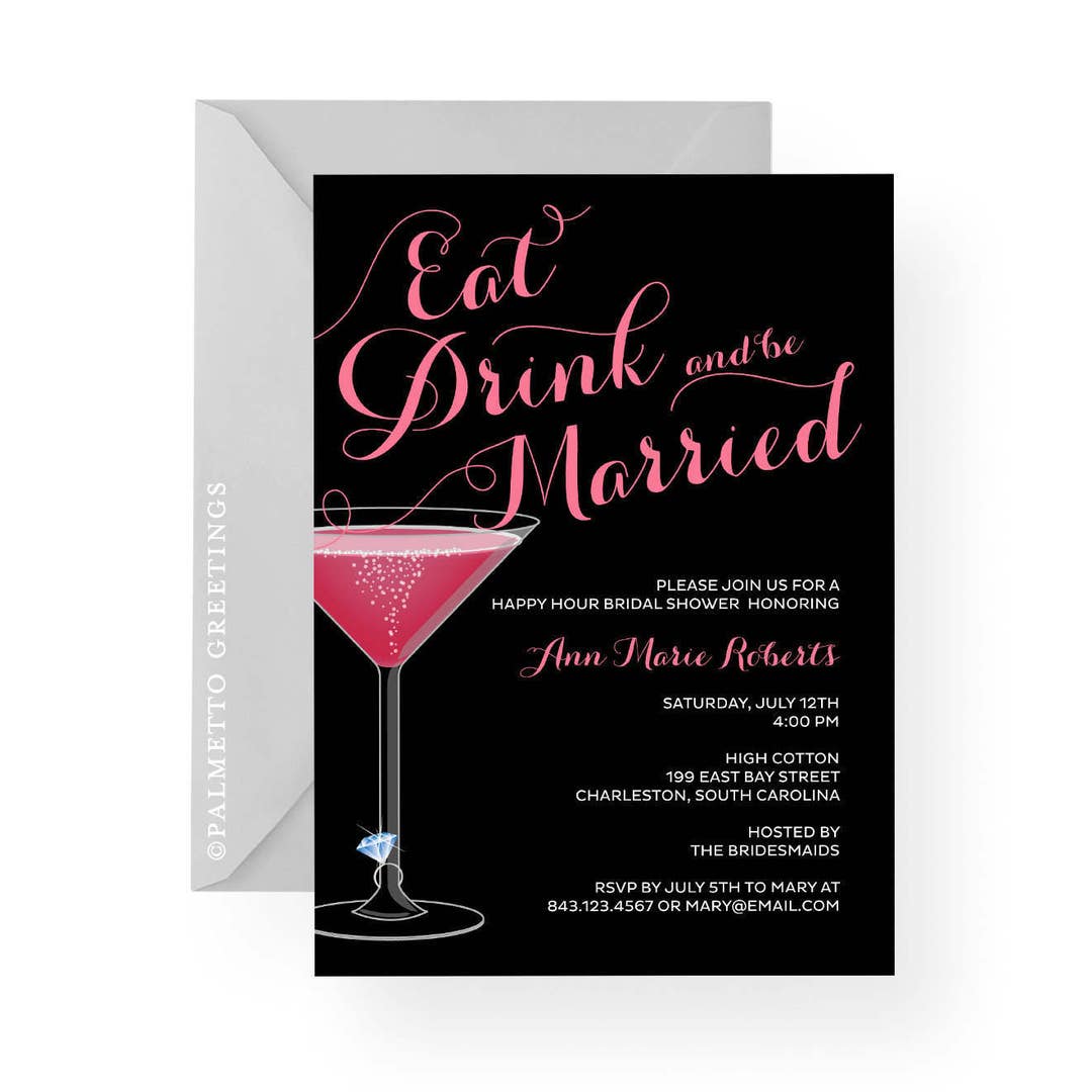 Eat, Drink and Be Married Happy Hour Champagne Bridal Shower ...