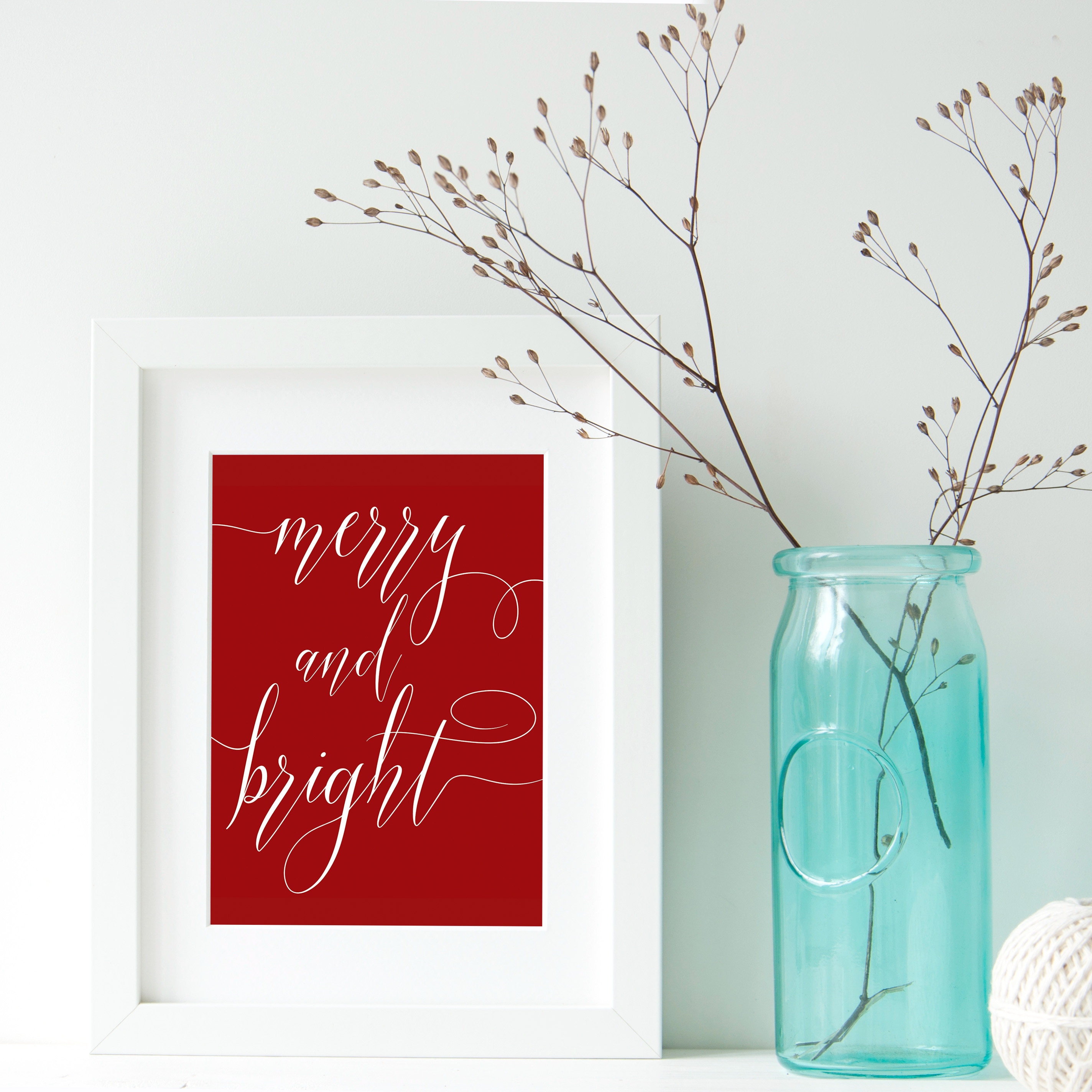 Instant Download Printable Merry and Bright Simple Christmas | Etsy