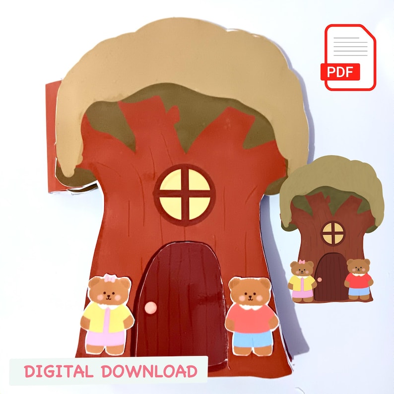 Bear Treehouse Paper Model Template - Etsy