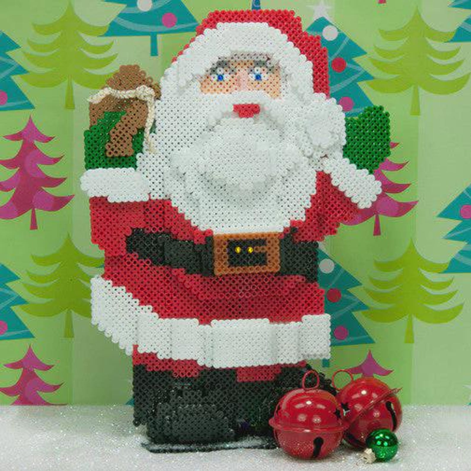3D Santa Perler Bead Kit – Handmade Christmas Decoration - Etsy