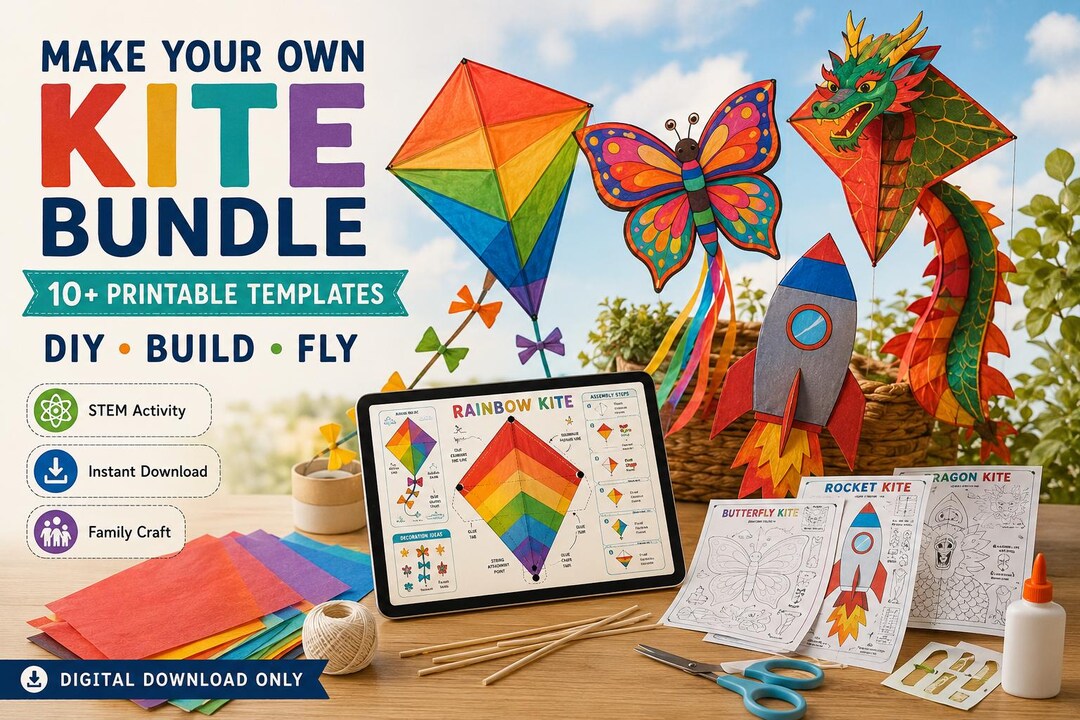 Kite Making PDF Tutorial: Family DIY STEM Activity Guide - Etsy