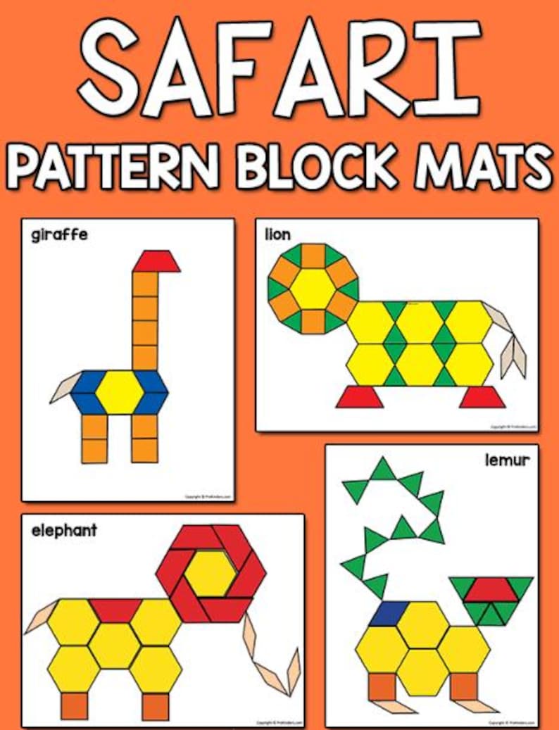 Safari Animal Pattern Block Mats – Fun Wild Animal Learning Activities ...