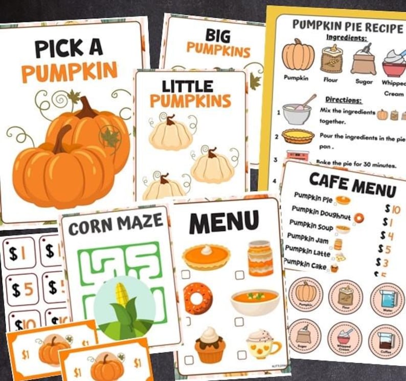 Pumpkin Patch Dramatic Play Printable: 25-page Fall Pretend Play Set - Etsy