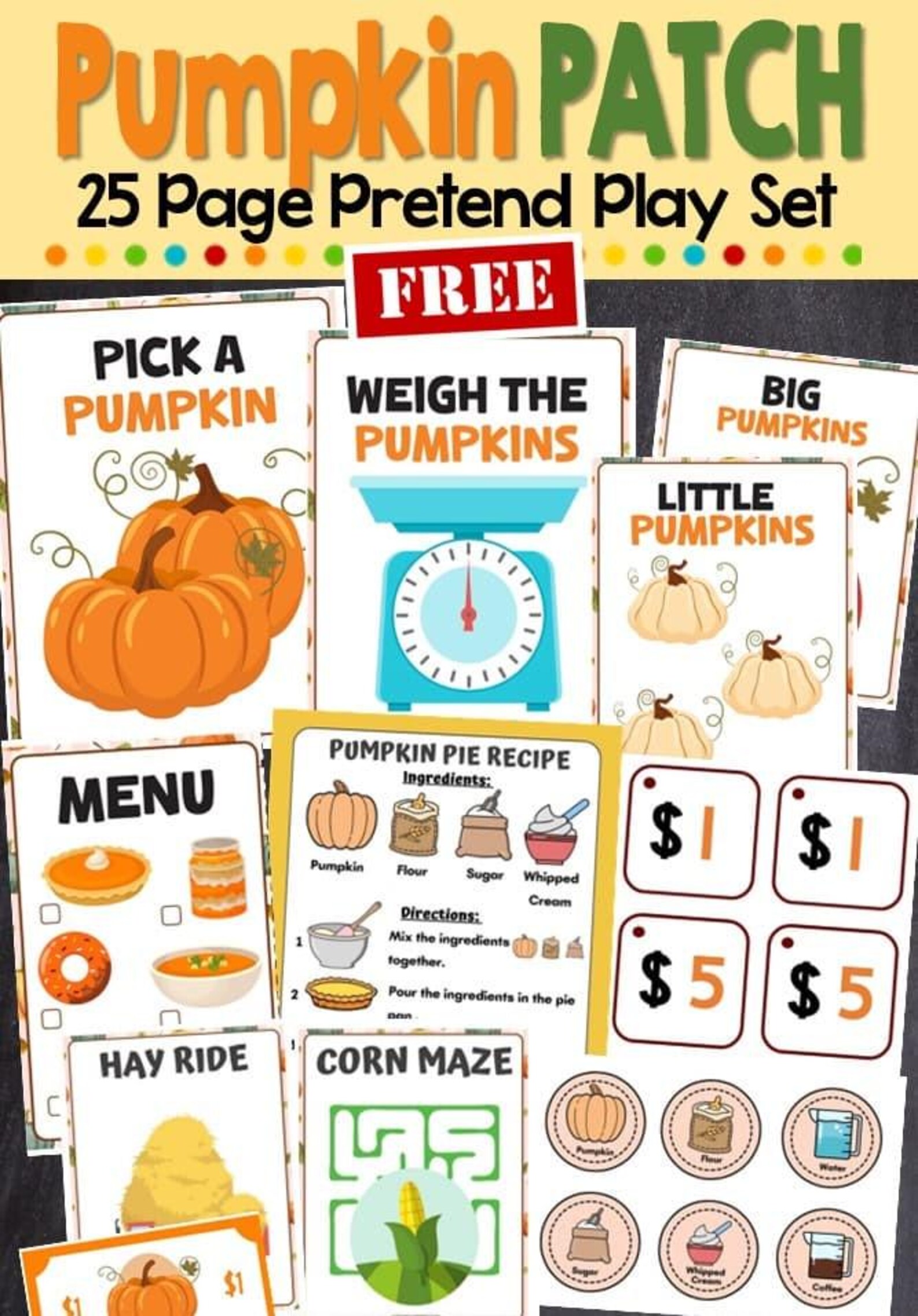 Pumpkin Patch Dramatic Play Printable: 25-page Fall Pretend Play Set - Etsy