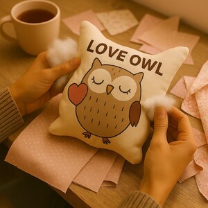 DIY Love Owl Pillow Sewing Pattern – Cute Handmade Gift for Valentine’s ...