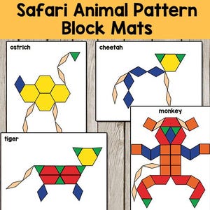Safari Animal Pattern Block Mats – Fun Wild Animal Learning Activities ...